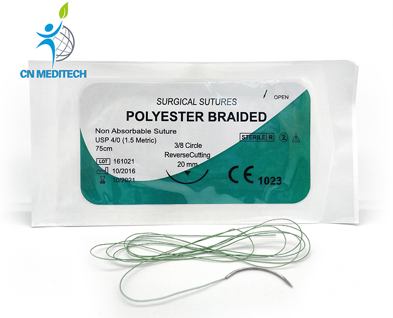 Surgical Non-absorbable Polyester(Braided) Sutures with Needle from ...